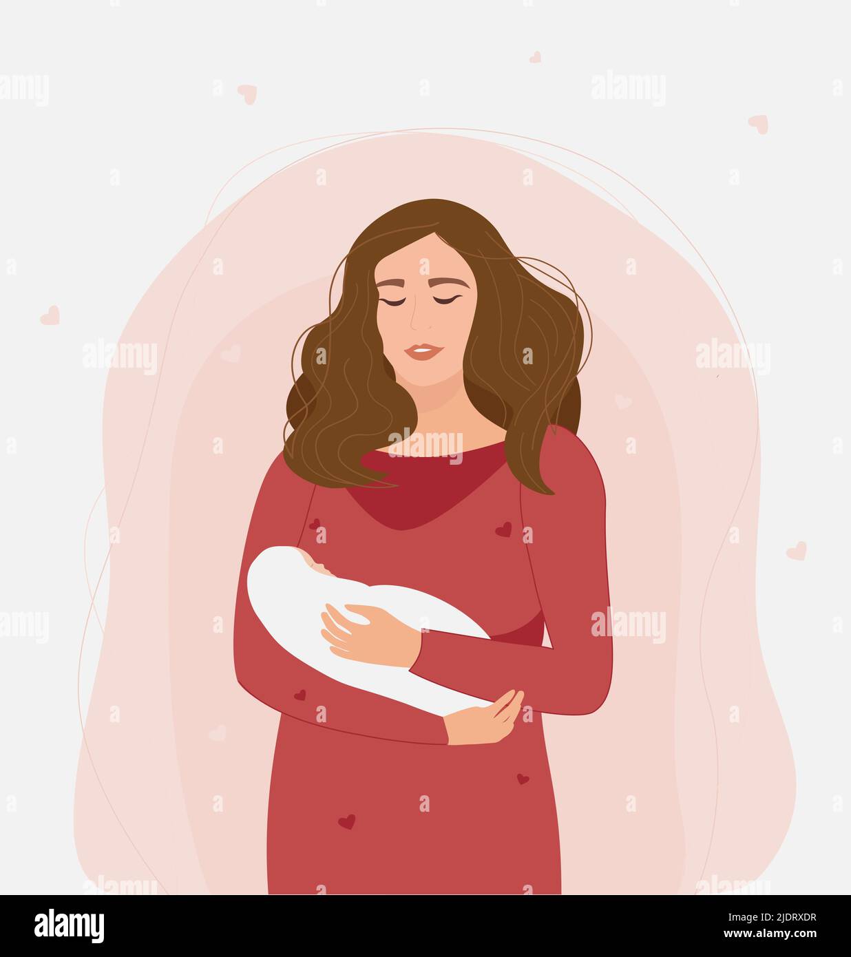 Happy mother is holding newborn baby, concept vector illustration in ...