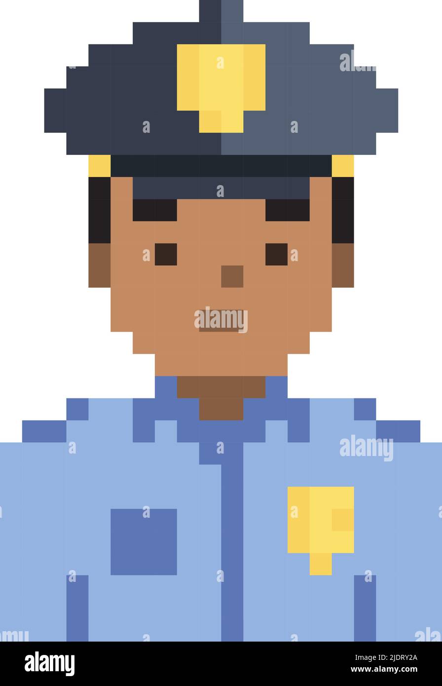 Policeman pixel game style illustration. Cop vector pixel art design. 8 ...