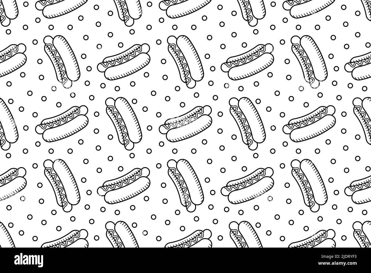 Hot dog seamless pattern on white background Stock Vector Image & Art ...