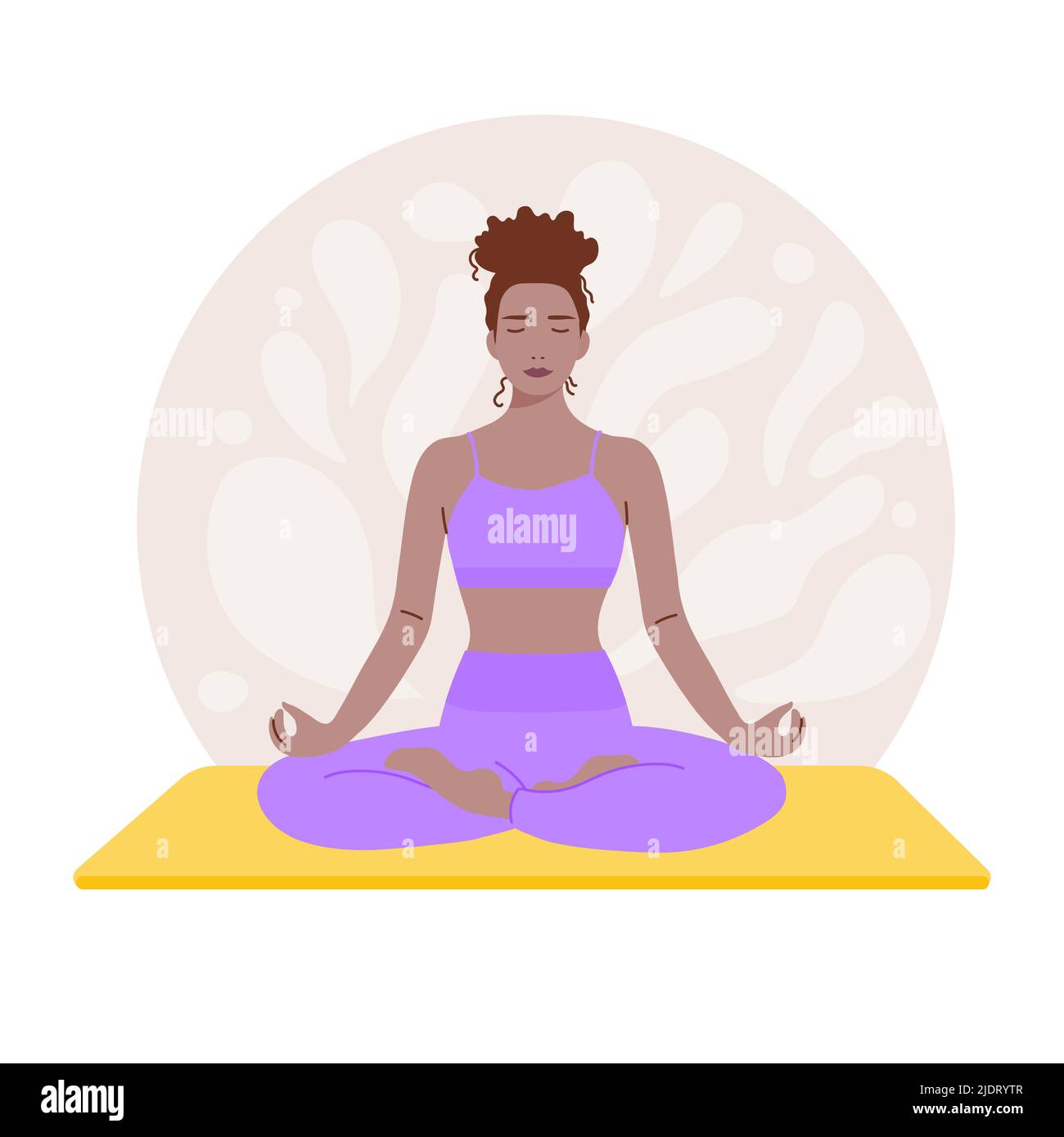 Woman with closed eyes in lotus pose. Girl practicing meditation ...
