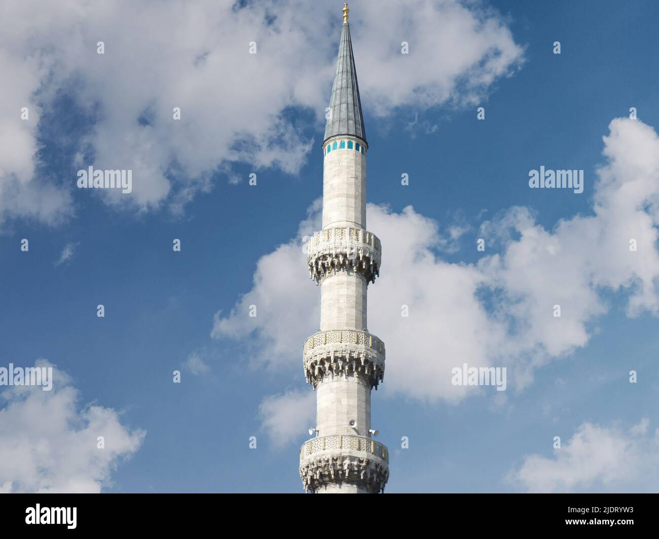 The minaret is the symbol of Islam. The minaret of a mosque with three ...