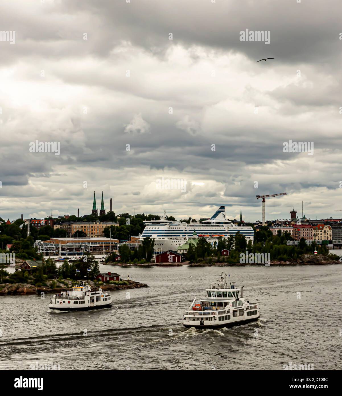 View of the South Harbour of Helsinki, Finland. Ferries in the ...