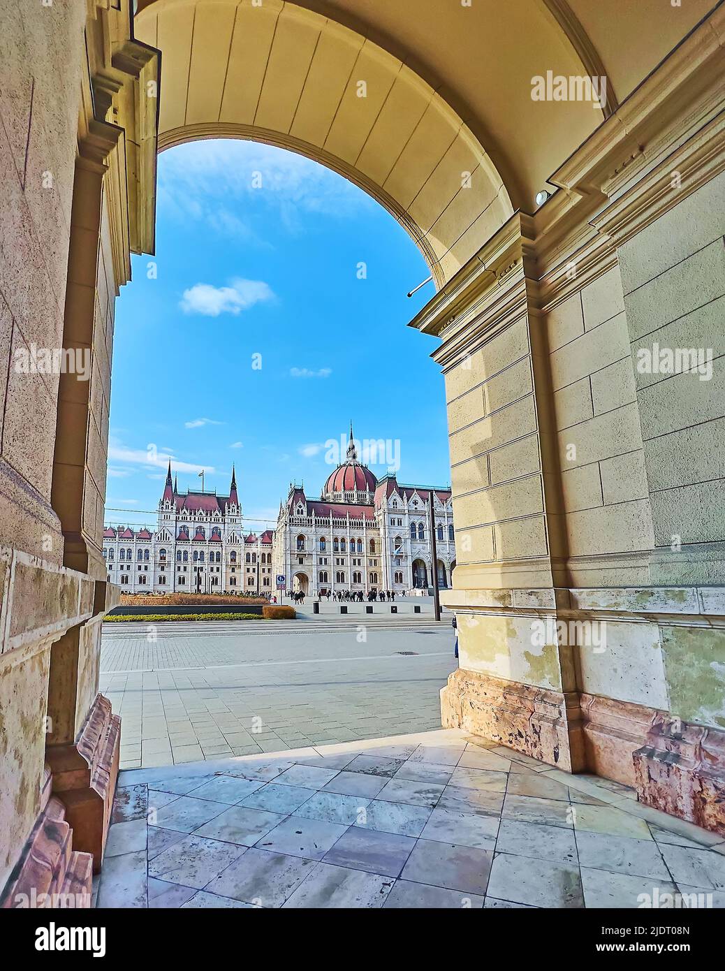 Historic building of Parliament and Lajos Kossuth Square are seen ...