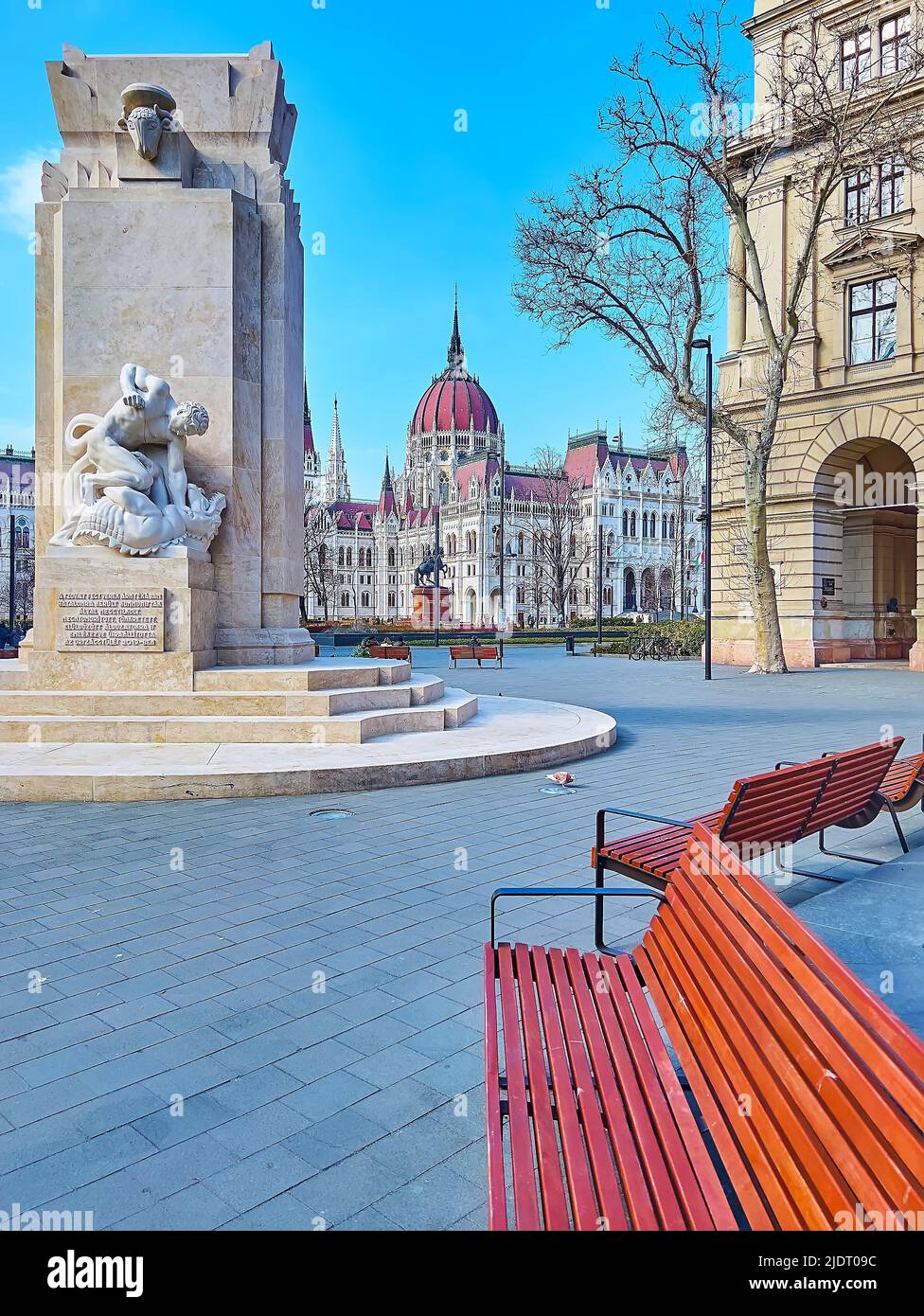 The line of benches in front of the National Martyrs Monument on ...