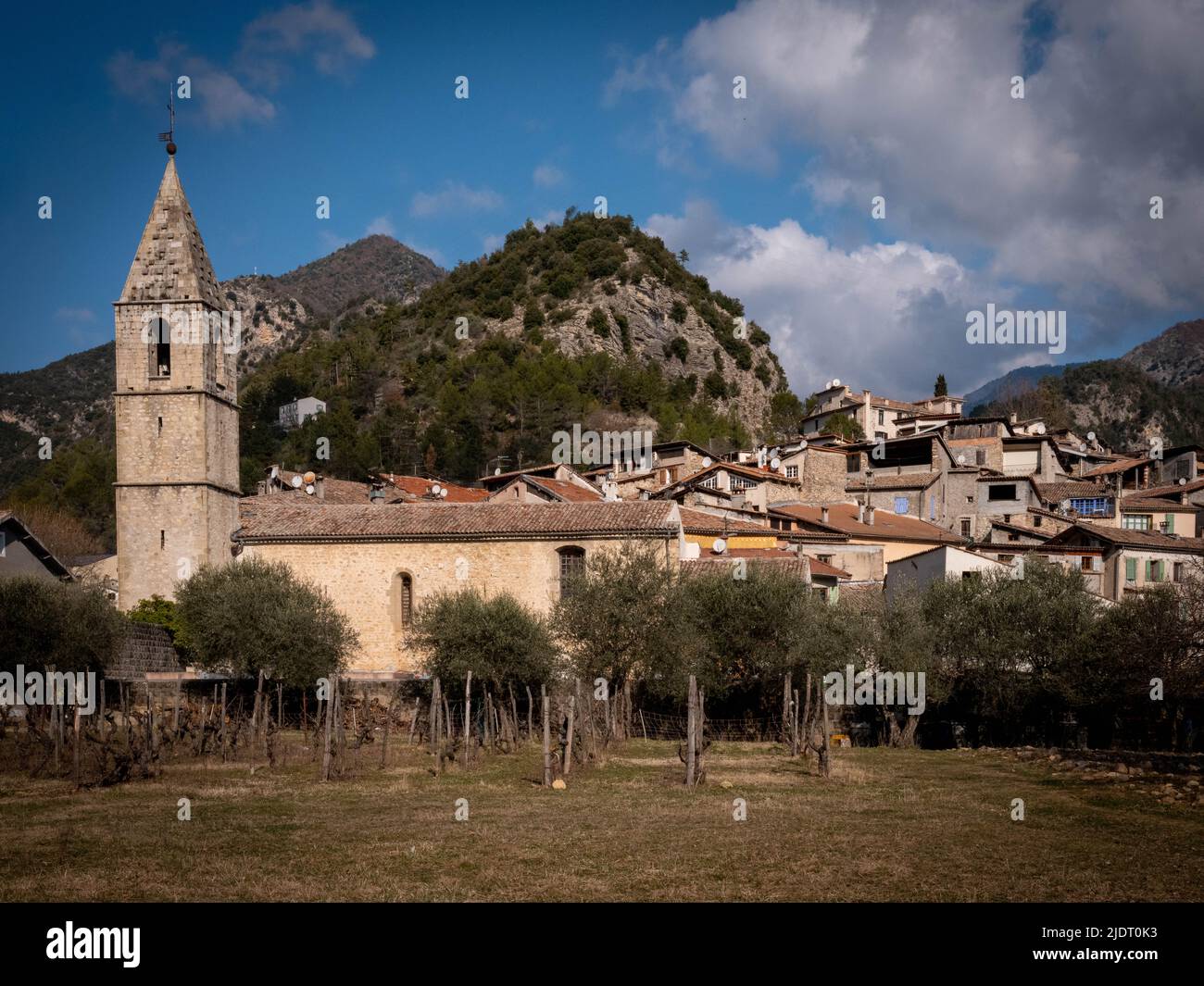 Landscape view of the Alpine village of Villars-sur-Var in the Alpes ...
