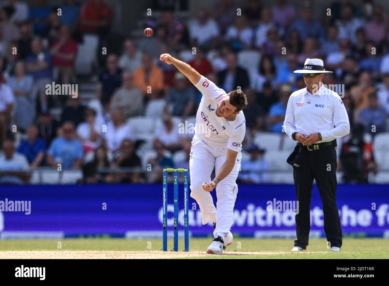 Jamie Overton of England delivers the ball Stock Photo - Alamy