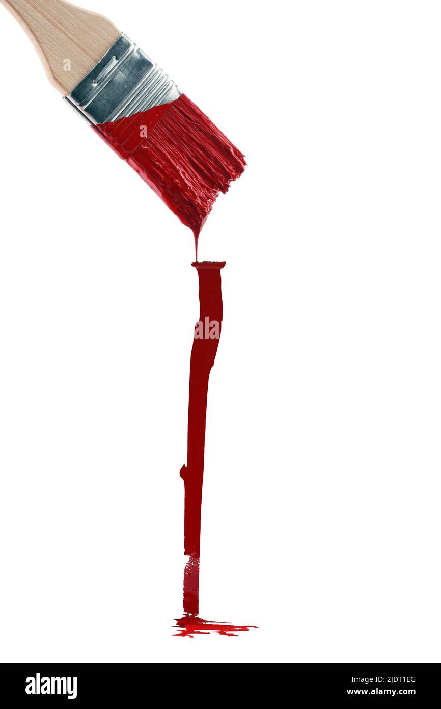 Painting with red color on isolated background Stock Photo - Alamy
