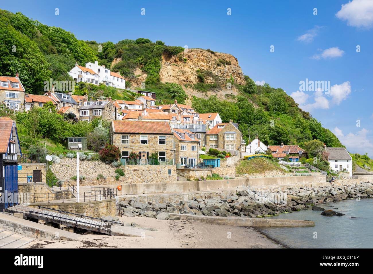 Runswick Bay Yorkshire coast - Lower village of Runswick Bay beside the ...