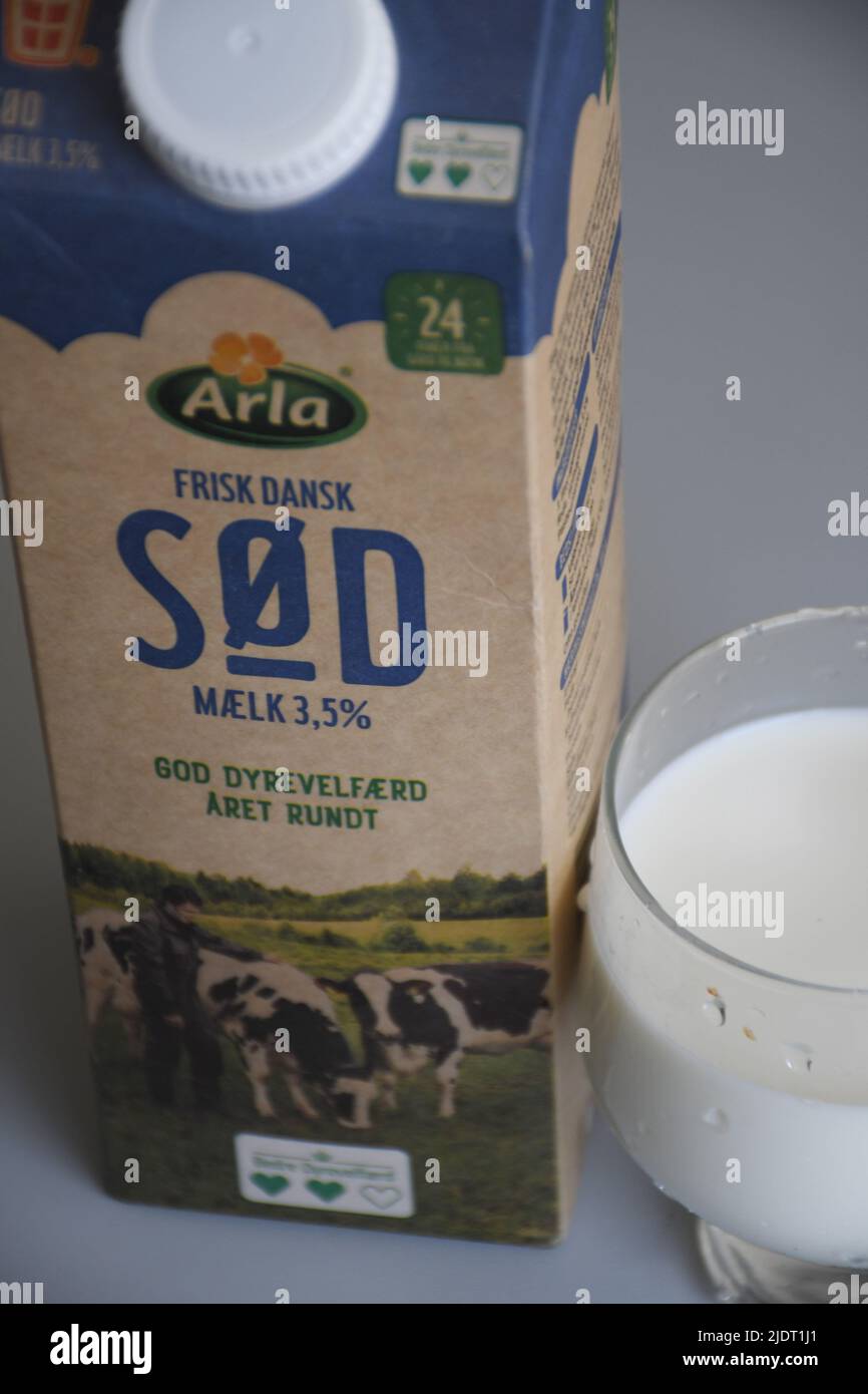 Copenhagen /Denmark/24 June 2022/ Danish sweet milk 3,5% fat arla milk ...