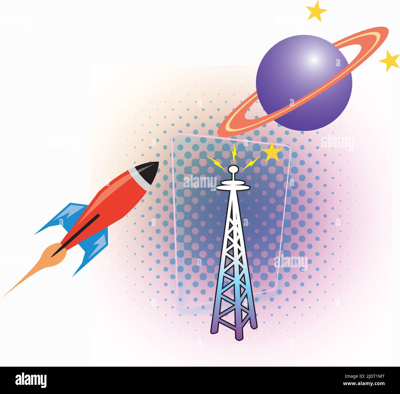 Space explorer. Technology cartoon, illustration card Stock Photo - Alamy