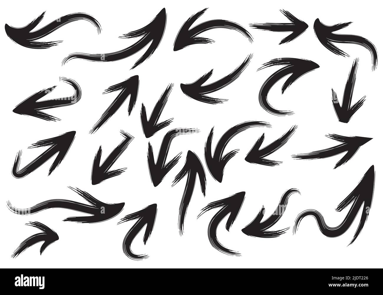Set of black grunge hand drawn arrows isolated on white. Vector illustration Stock Vector Image ...