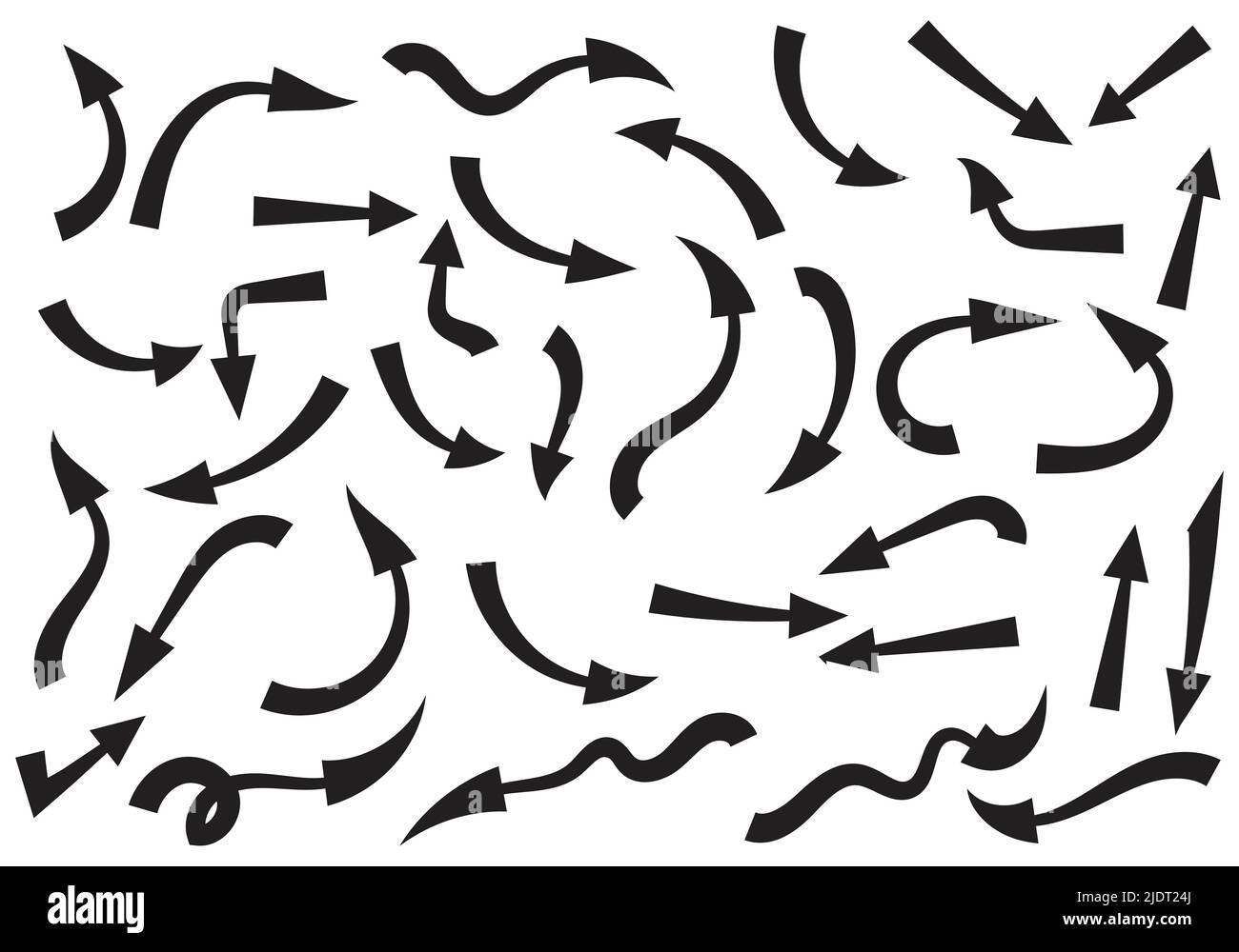 Set of black grunge hand drawn arrows isolated on white. Vector illustration Stock Vector Image ...