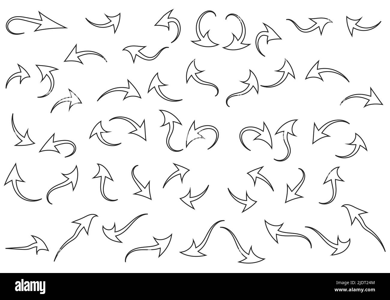 Set of black grunge hand drawn arrows isolated on white. Vector illustration Stock Vector Image ...