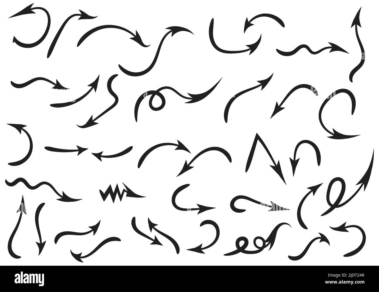 Set of black grunge hand drawn arrows isolated on white. Vector illustration Stock Vector Image ...