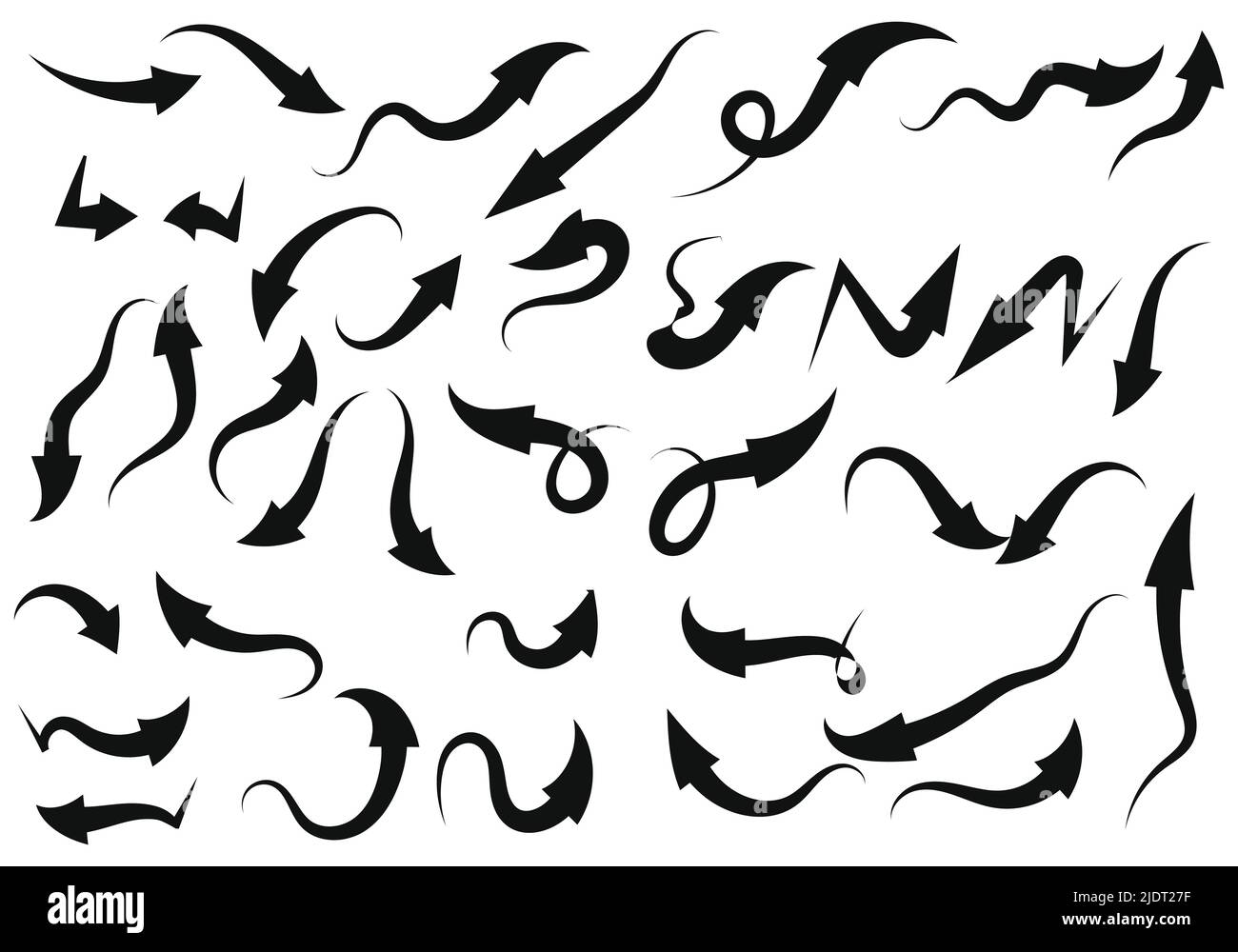 Set of black grunge hand drawn arrows isolated on white. Vector illustration Stock Vector Image ...