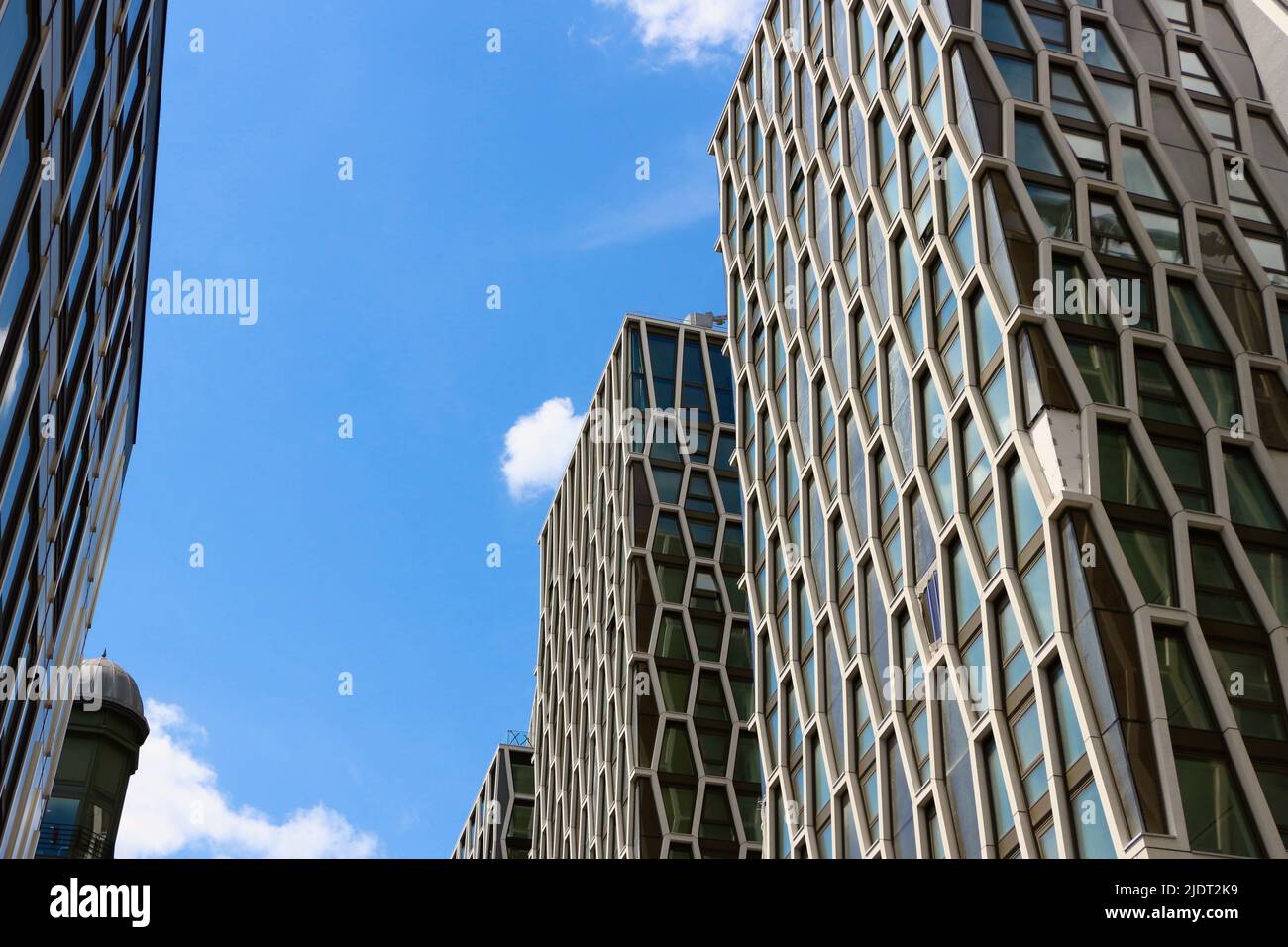 New development of an unfinished mixed use modern building complex seen ...