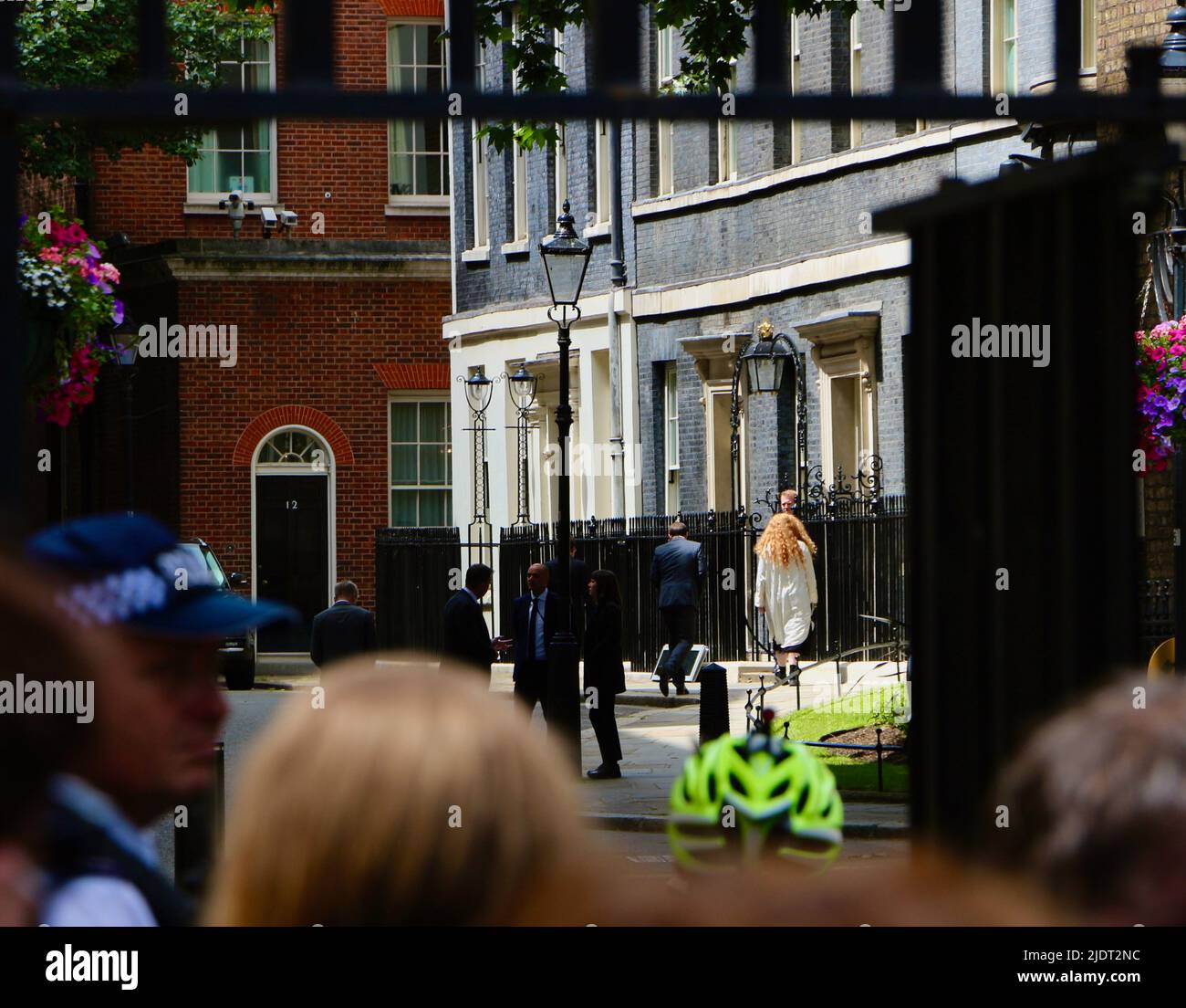 View through the security gates from Whitehall with people heading ...