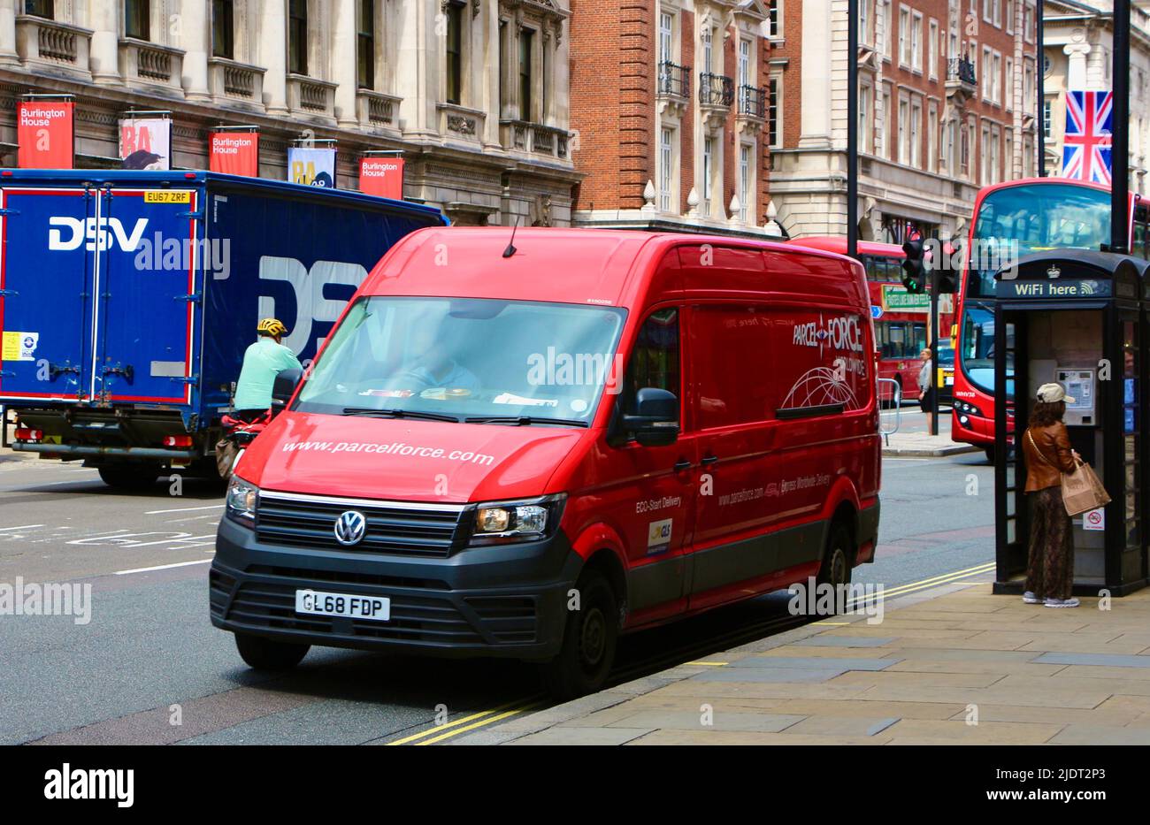Red Parcel Force van parked on Piccadilly London England UK Stock Photo ...
