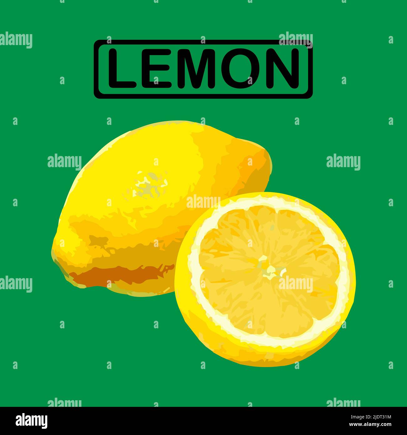 Lemon on a green background. Vector Stock Vector Image & Art - Alamy