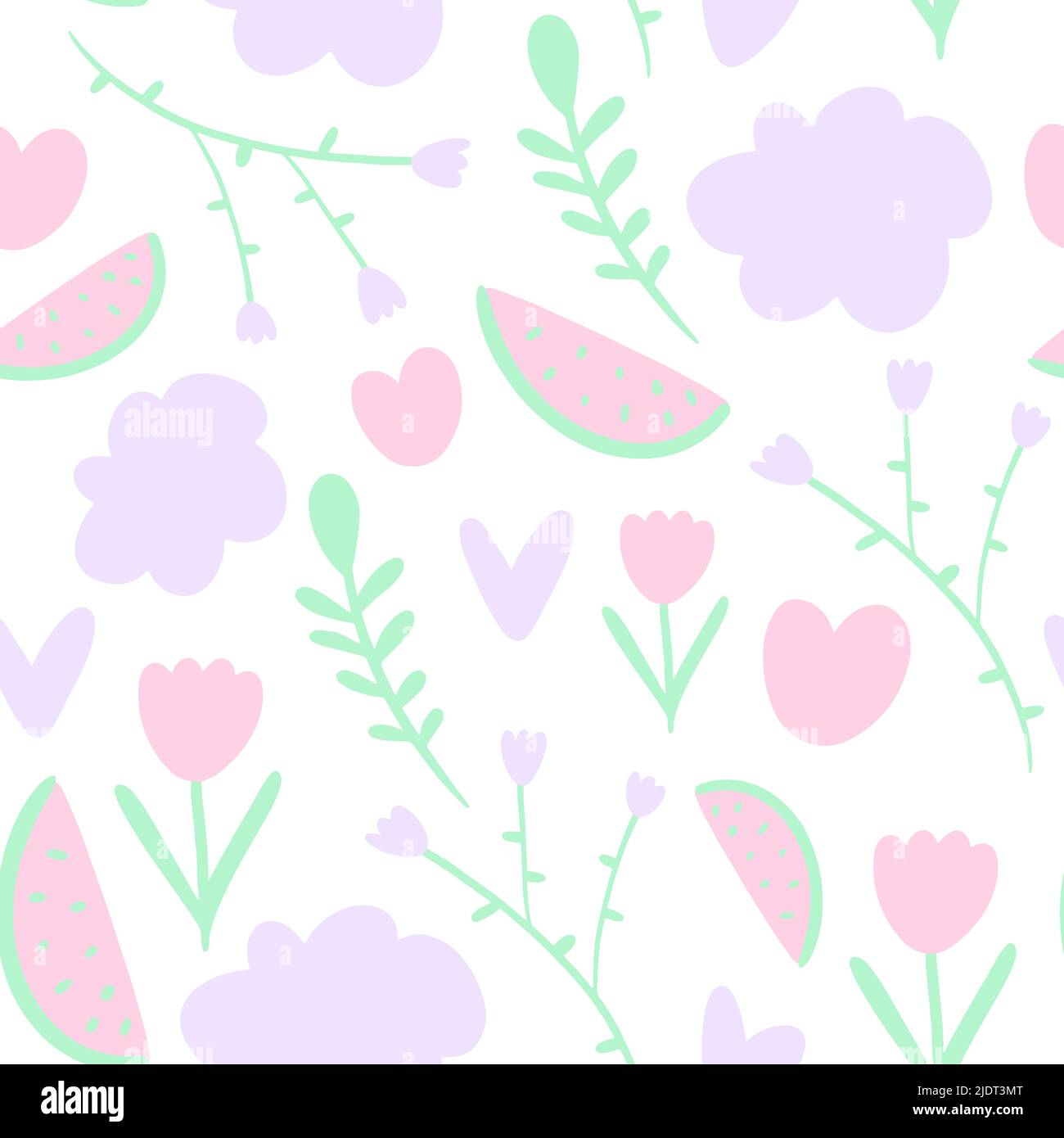 Digital illustration of a trendy floral print. Seamless pattern with ...