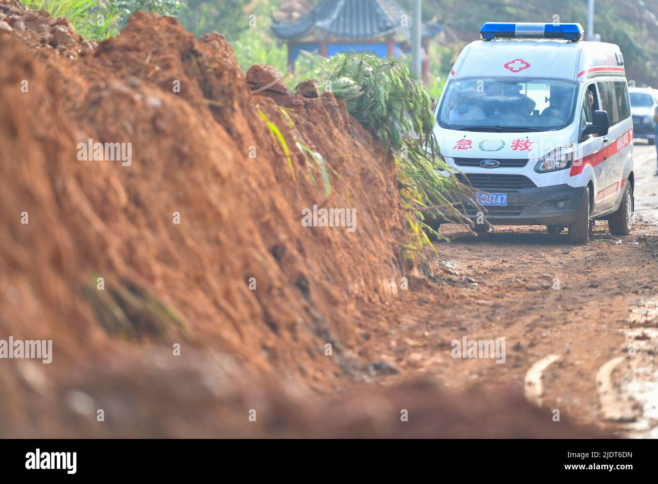 Yongzhou, China's Hunan Province. 22nd June, 2022. An ambulance stands ...