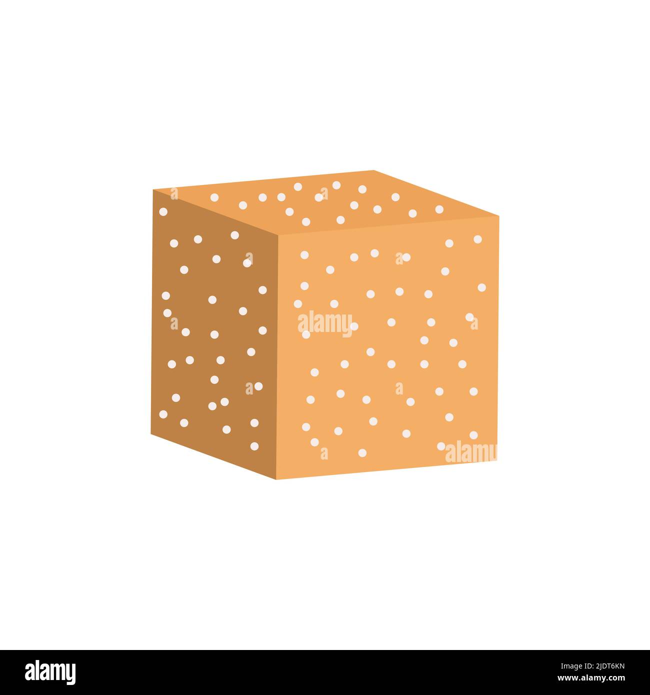 Brown sugar cube food vector icon illustration. Sweet square diet ...