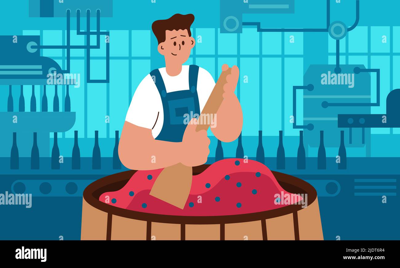 Wine factory production and process fermenting aging or tasting bottler. Made vineyard bottle ...