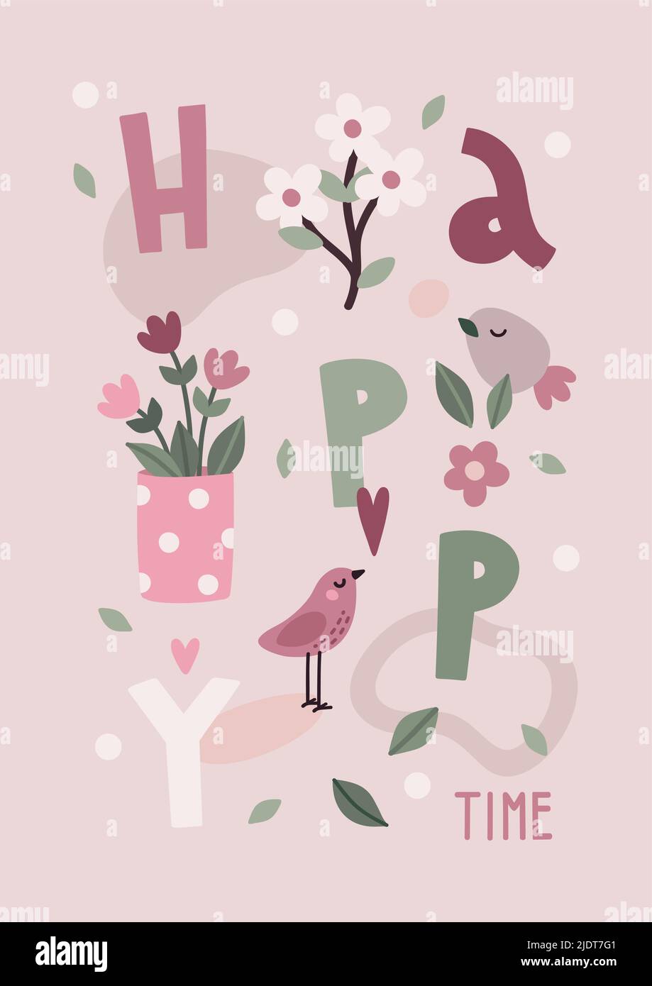 Happy time poster Stock Vector Image & Art - Alamy