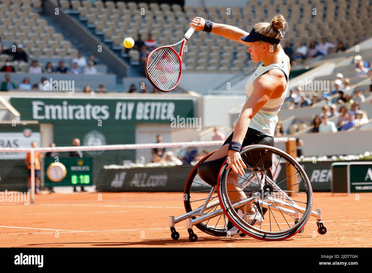 Wheelchair tennis player Diede De Groot (NED) is in action at the 2022 ...