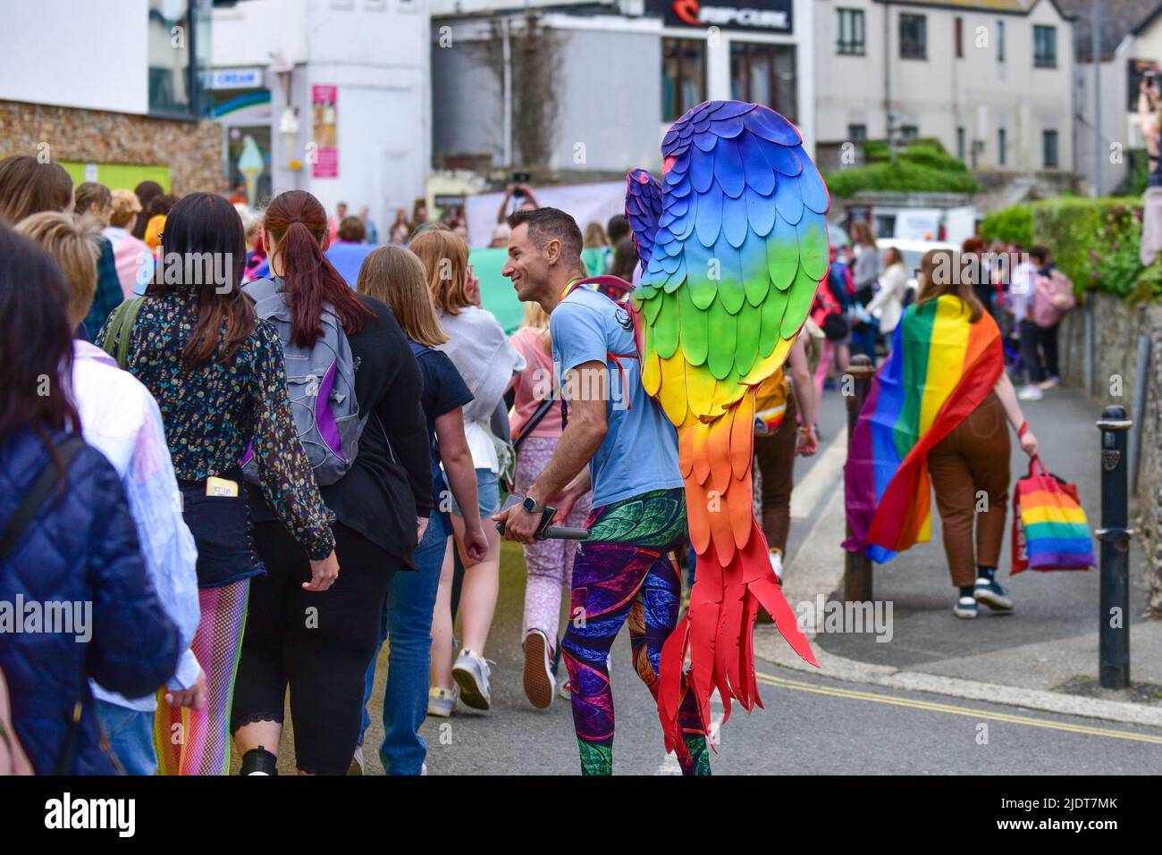 The vibrant colourful Cornwall Prides Pride parade in Newquay Town ...