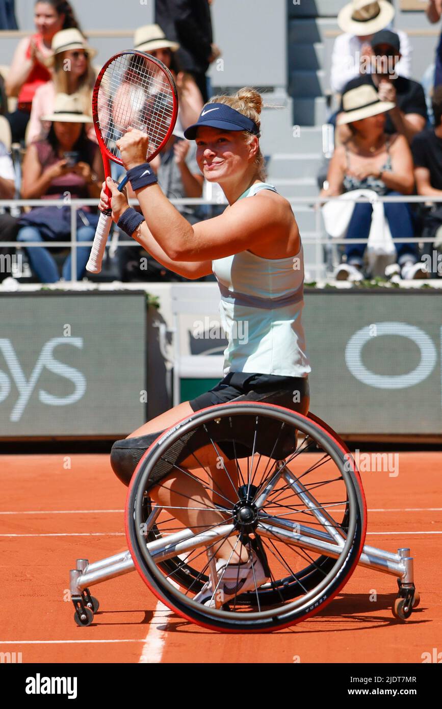Wheelchair tennis player Diede De Groot (NED) is in action at the 2022 ...