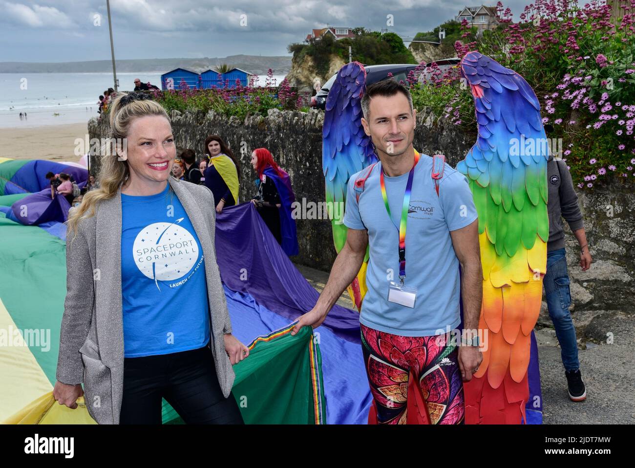 The vibrant colourful Cornwall Prides Pride parade in Newquay Town ...