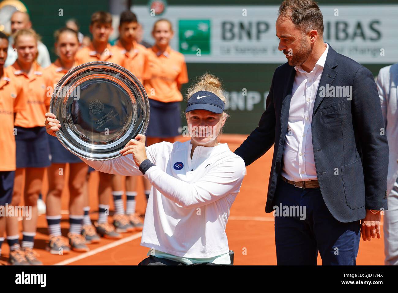 Wheelchair tennis player Diede De Groot (NED) is in action at the 2022 ...