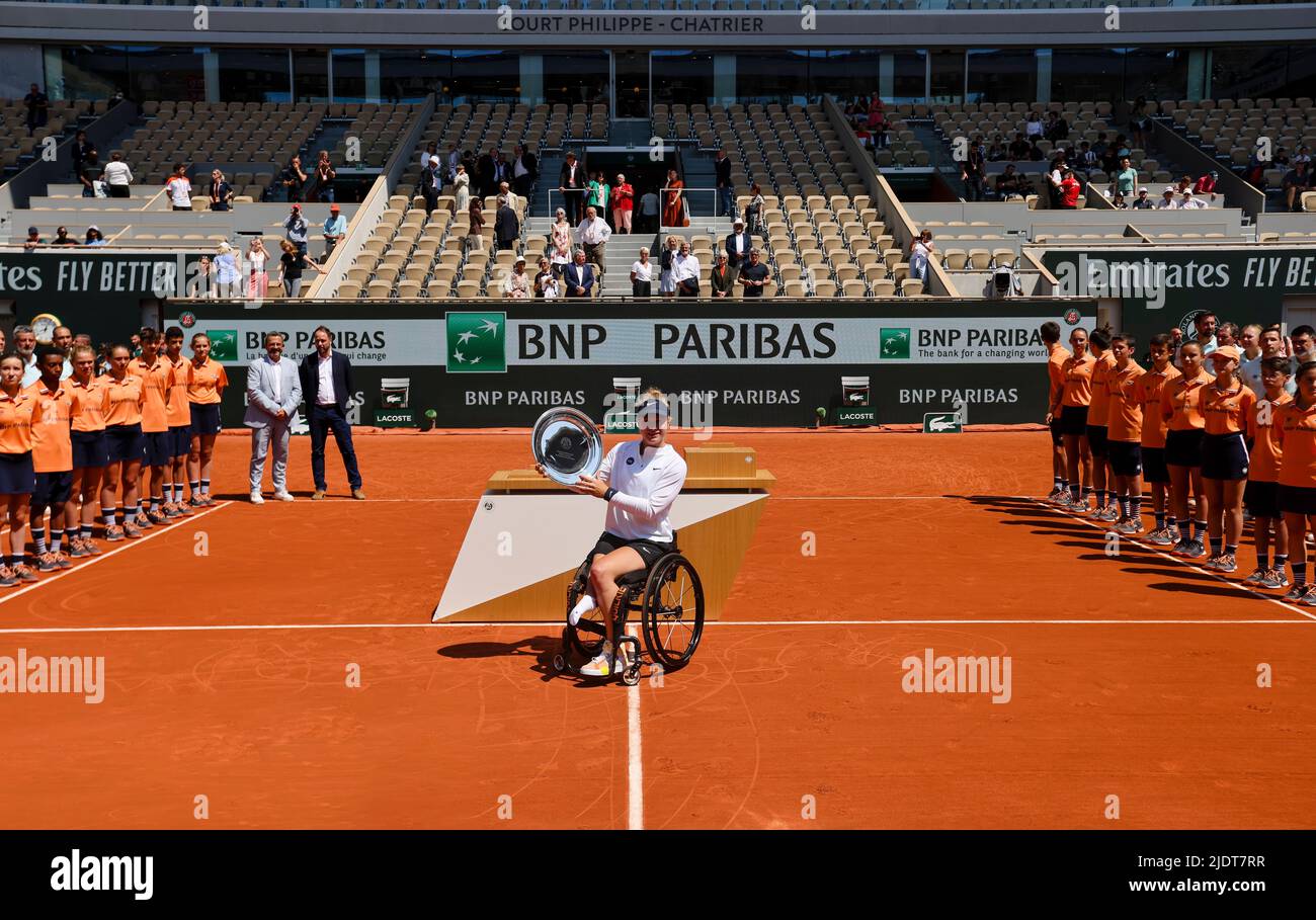 Wheelchair tennis player Diede De Groot (NED) is in action at the 2022 ...