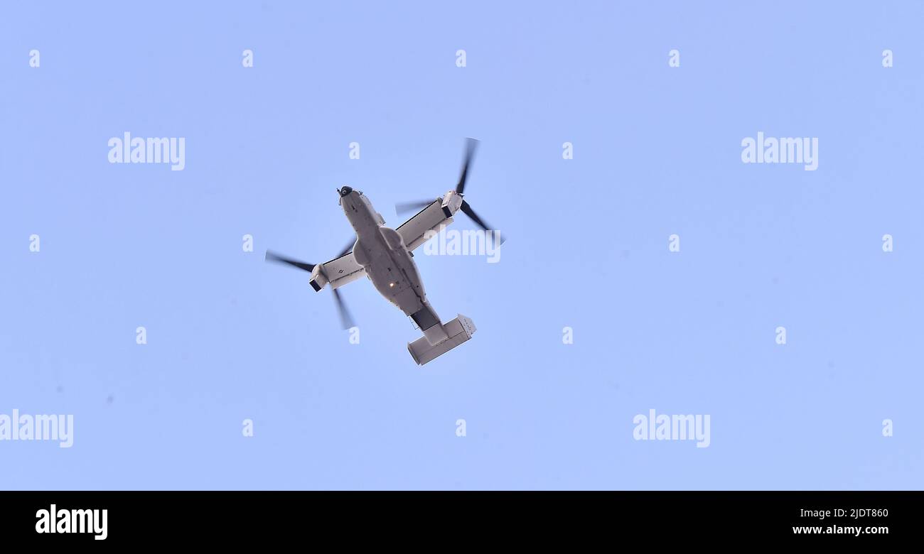 LOS ANGELES, CA - JUNE 22: V-22 Osprey flyover attends "The Terminal ...