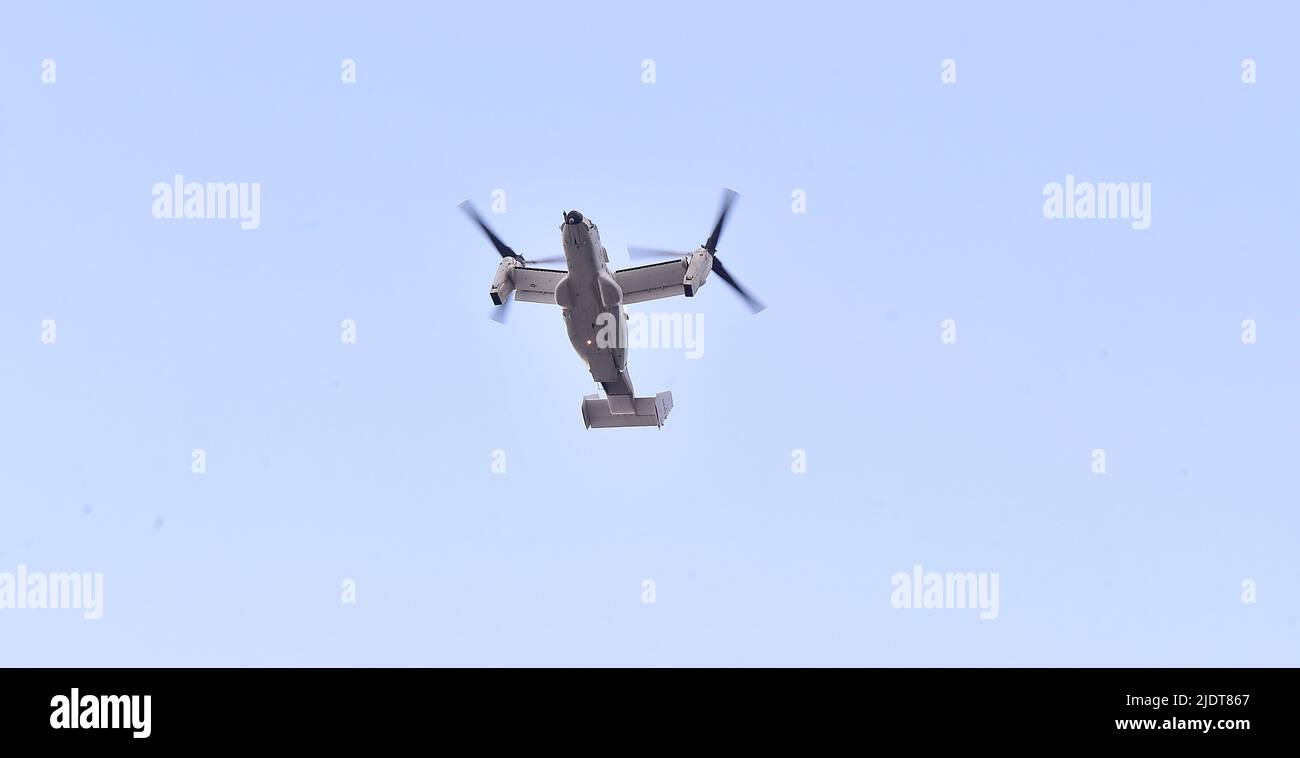 LOS ANGELES, CA - JUNE 22: V-22 Osprey flyover attends "The Terminal ...