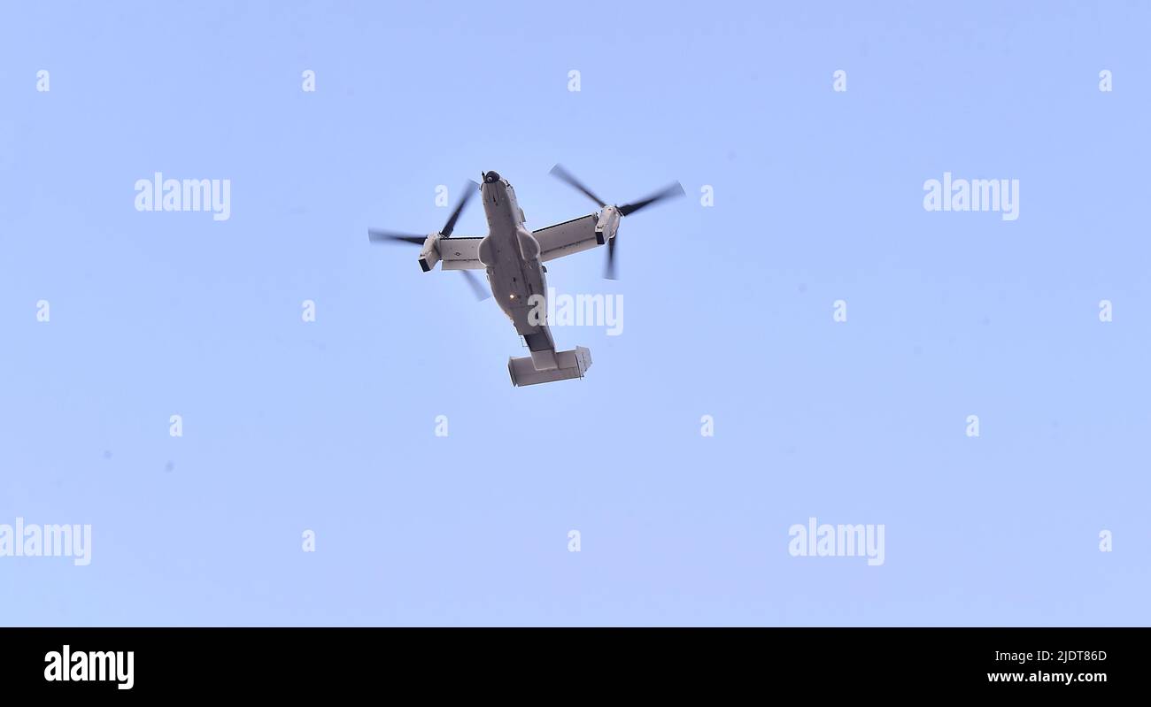 LOS ANGELES, CA - JUNE 22: V-22 Osprey flyover attends "The Terminal ...