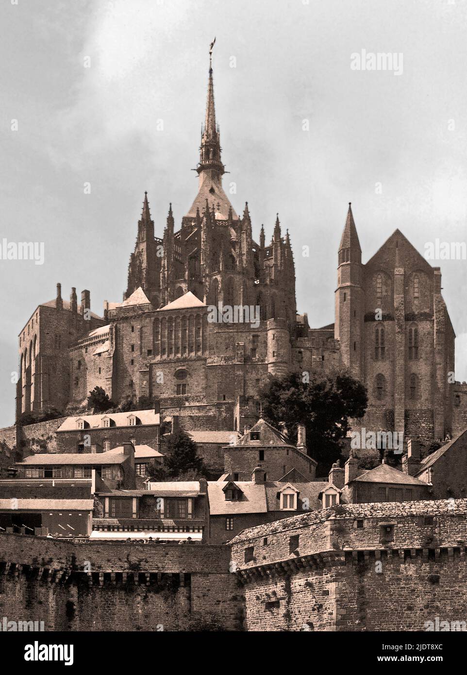 Mont Saint-Michel: detail of the fortified abbey Stock Photo - Alamy