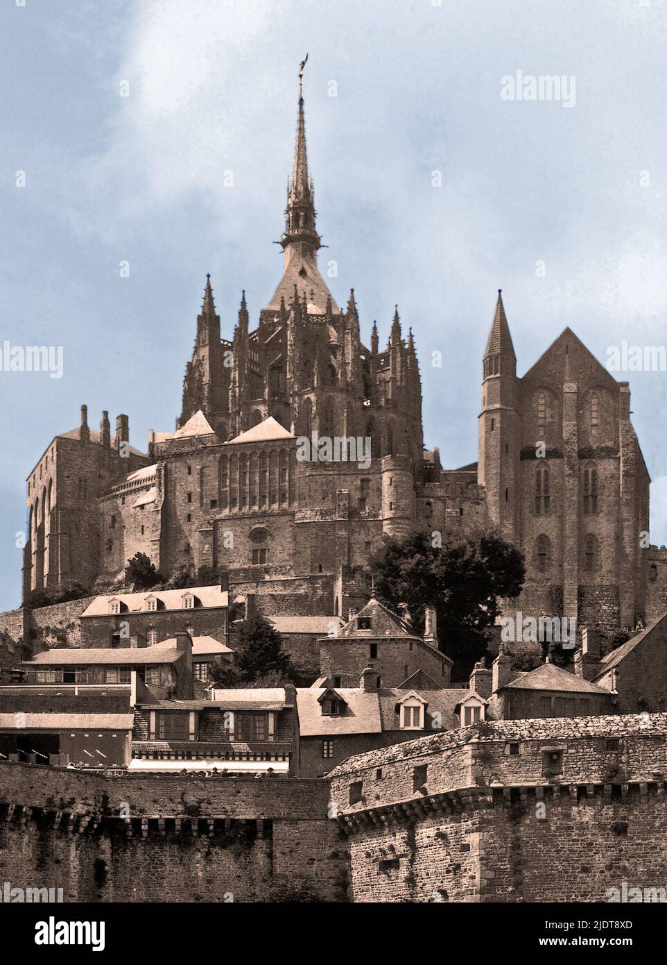 Mont Saint-Michel: detail of the fortified abbey Stock Photo - Alamy