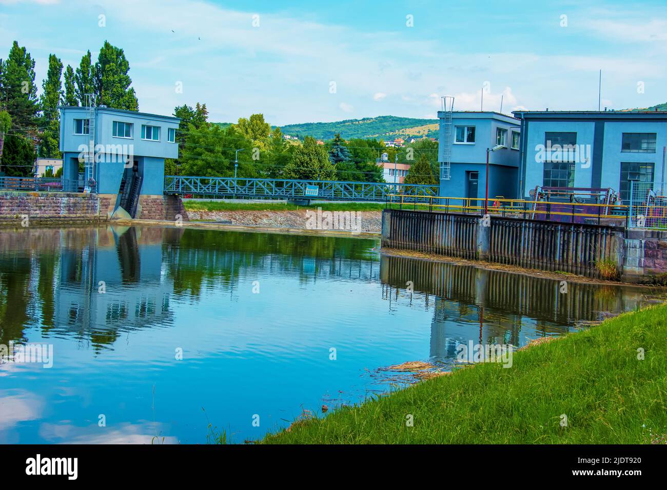 A small hydroelectric power plant in the city of Nitra in Slovakia ...