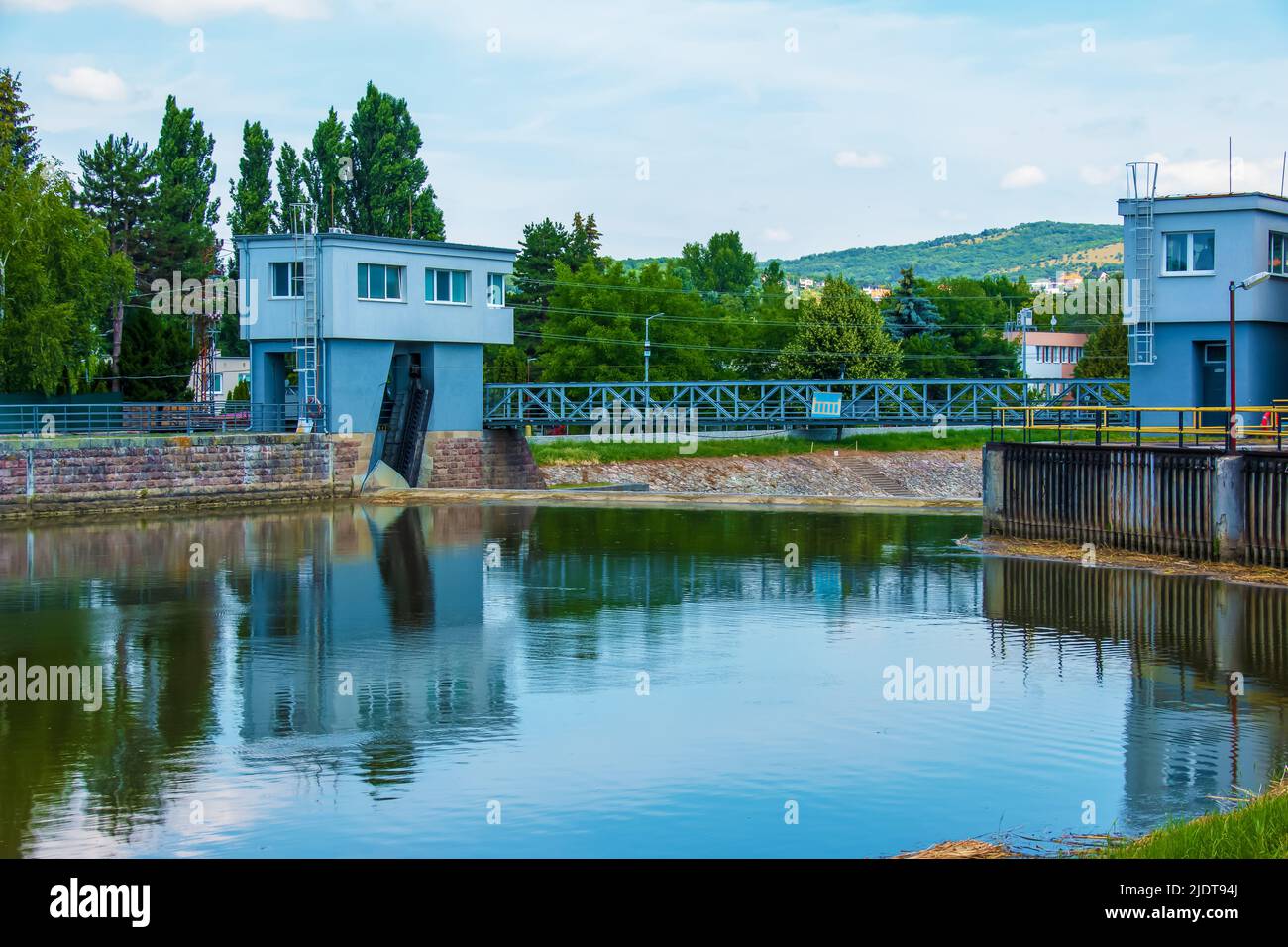 A small hydroelectric power plant in the city of Nitra in Slovakia ...