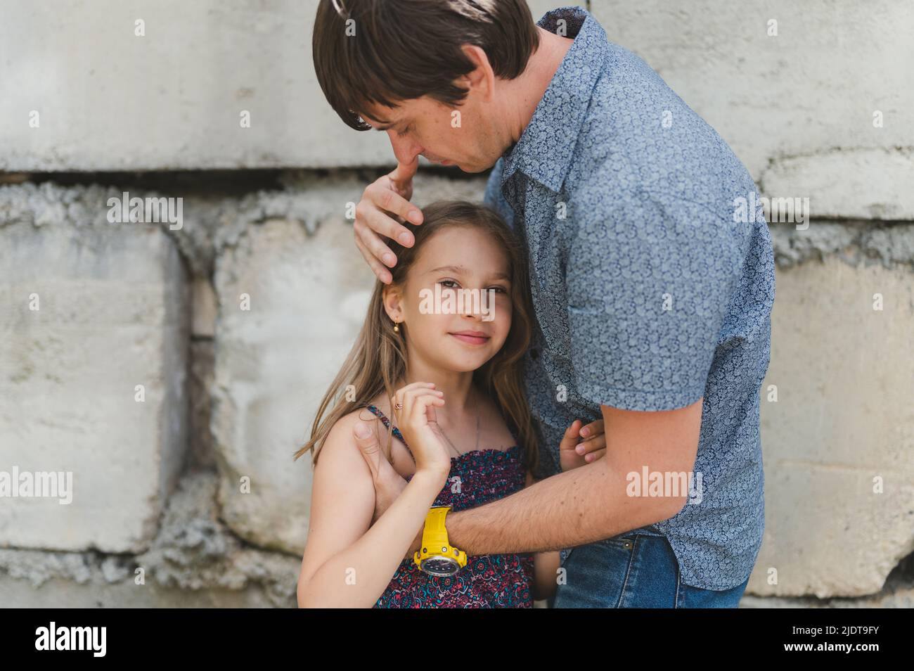 Moscow 06.15.2022. man dad having time with kid daughter girl nine year ...