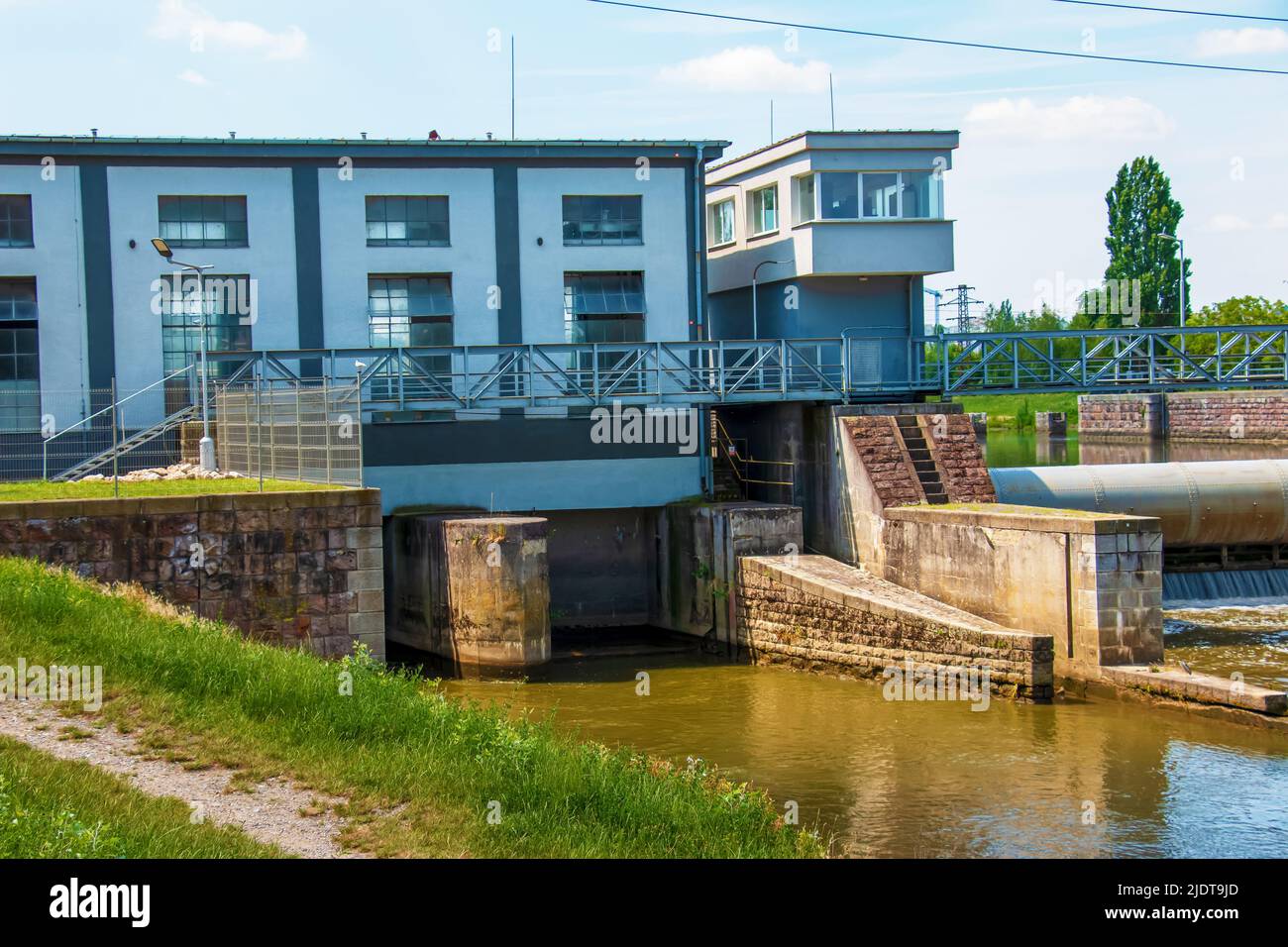 A small hydroelectric power plant in the city of Nitra in Slovakia ...