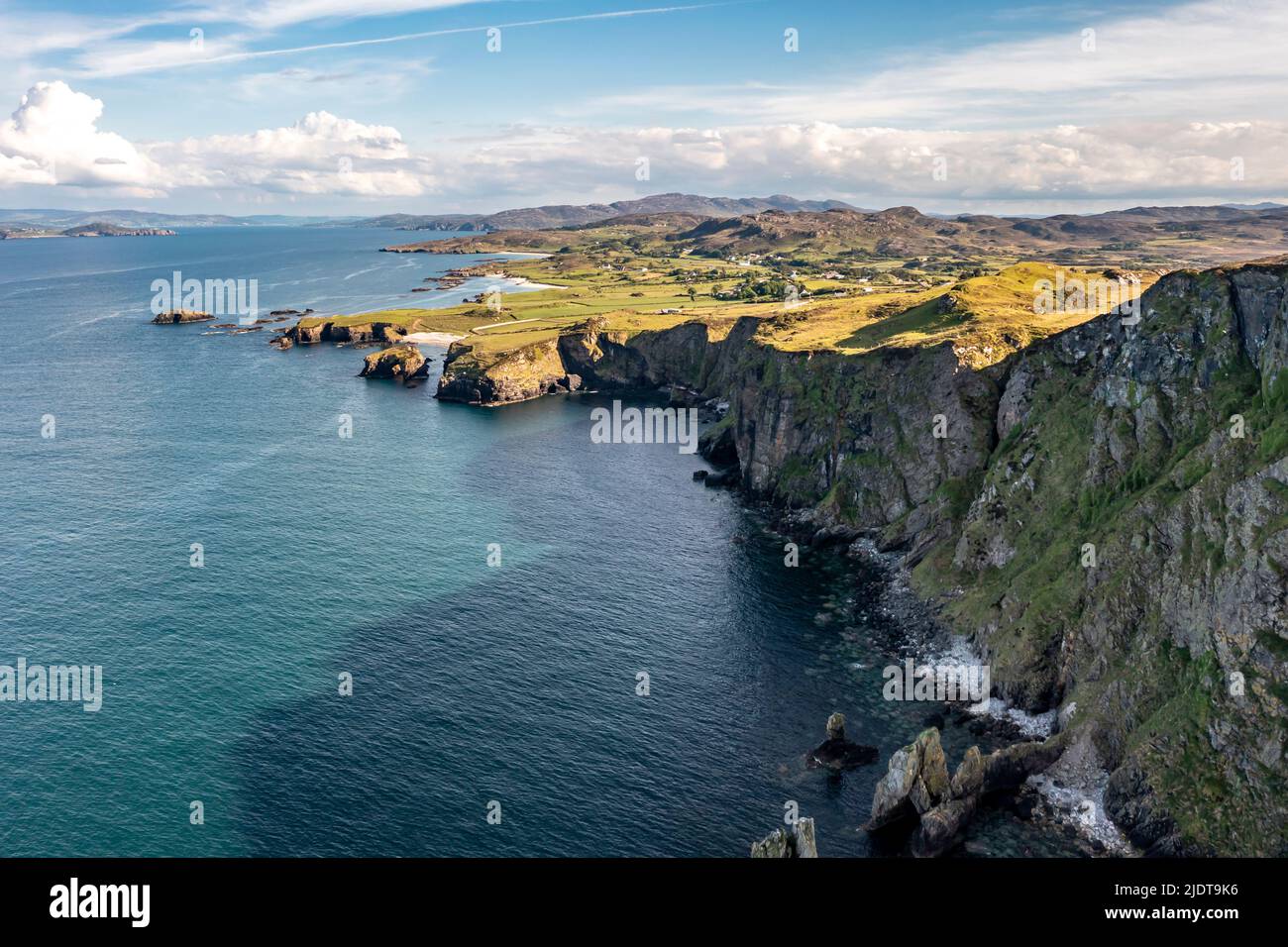Aerial view of the Great Pollet Sea Arch, Fanad Peninsula, County Donegal, Ireland Stock Photo ...
