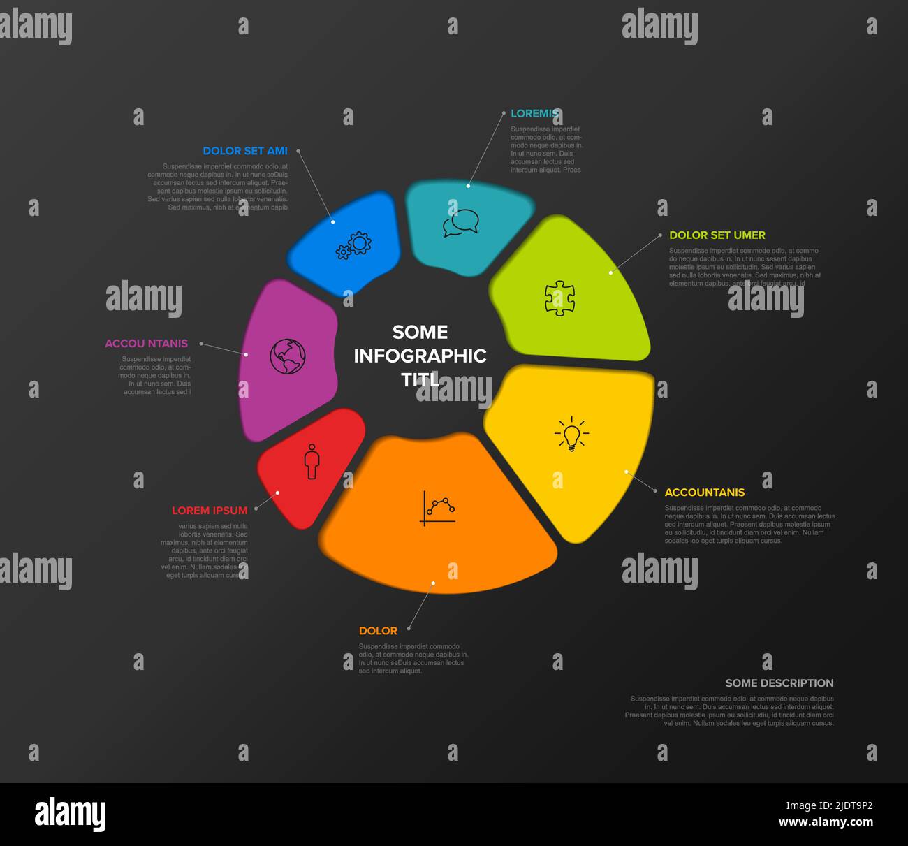 Vector multipurpose Infographic template made from seven blocks, icons ...