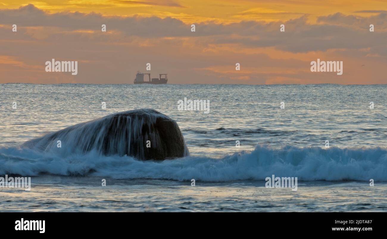 Boat in the horizon at Lista, south-western Norway Stock Photo - Alamy