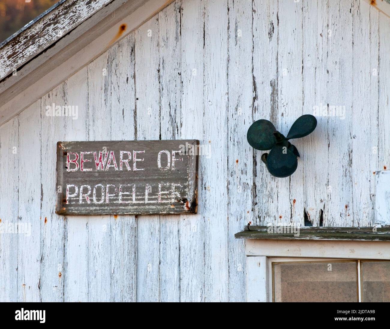 Beware of propeller. From Jöllestö, Lista, south-western Norway Stock ...