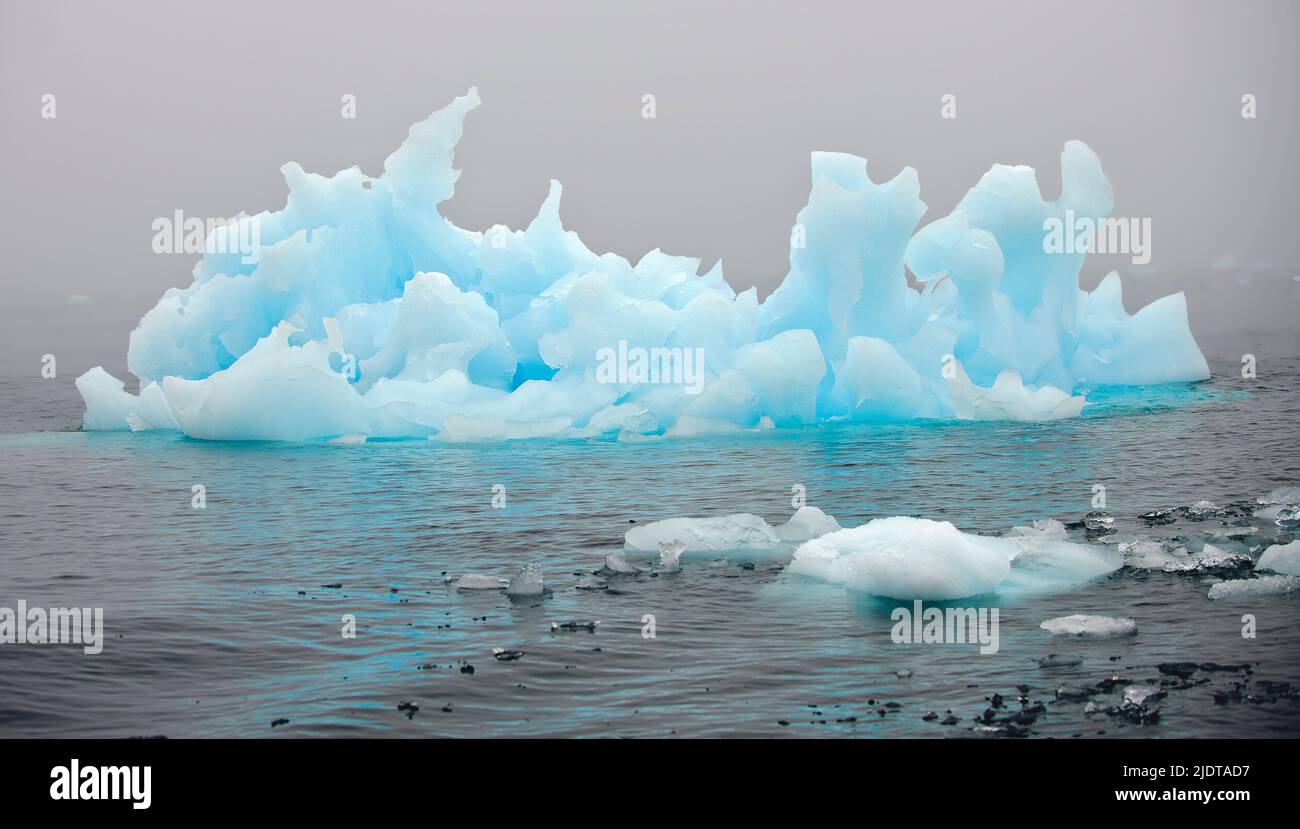 Blue iceberg at 81 degrees north, off Spitsbergen, Svalbard Stock Photo ...