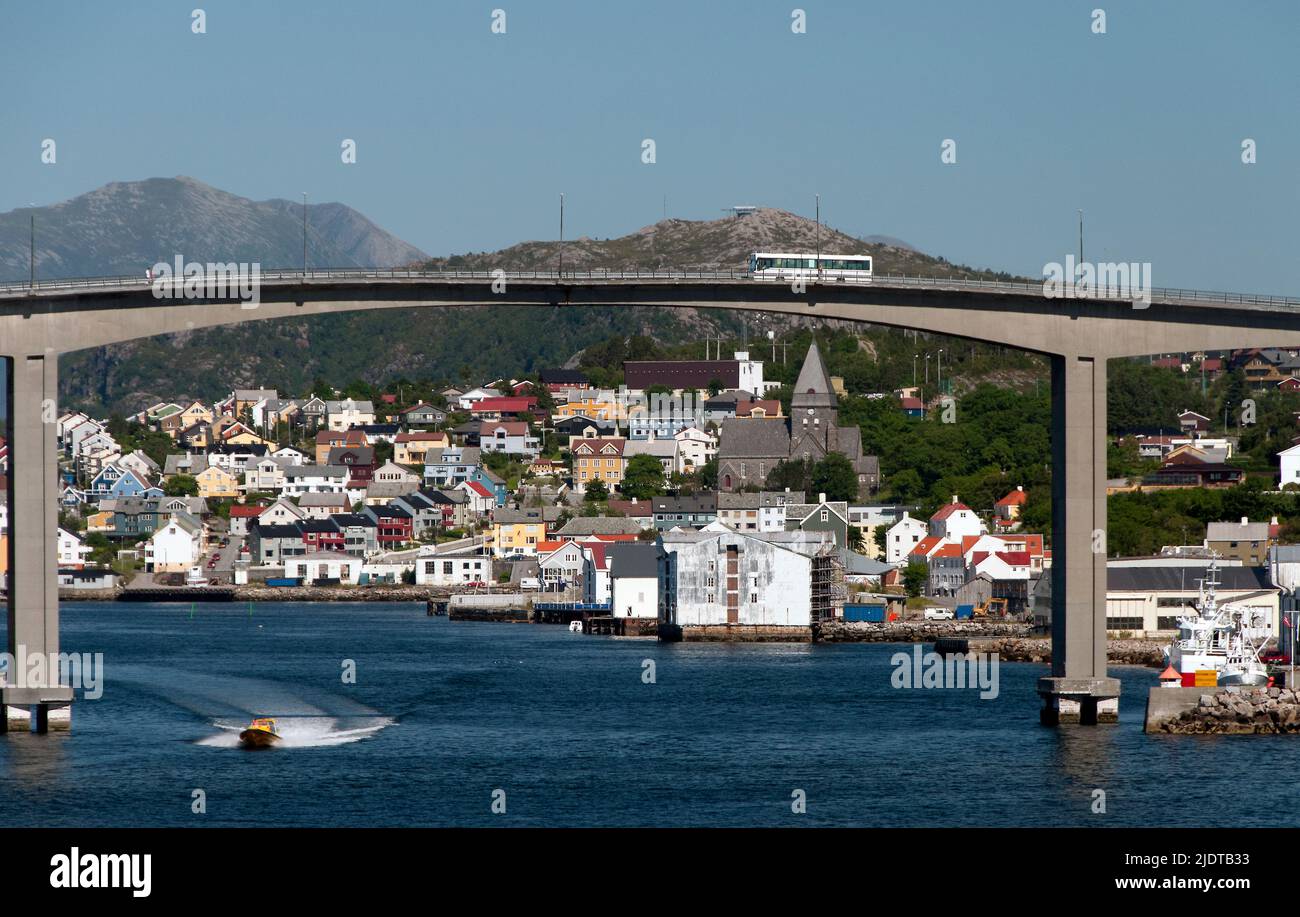 The bridge across the fjord in the city of Kristiansund, Norway Stock ...