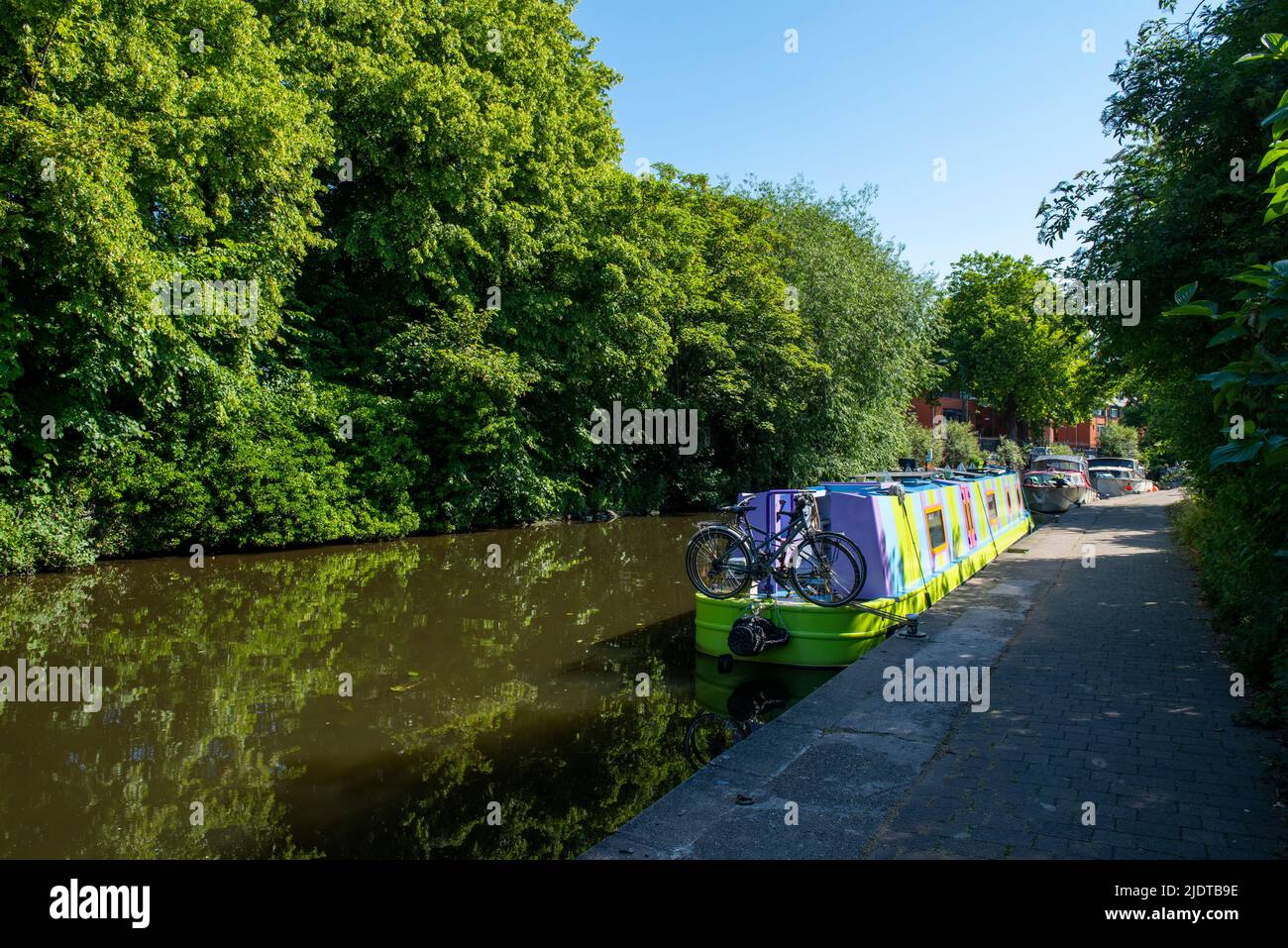 A colourful boat on the Nottingham and Beeston Canal, Nottinghamshire ...
